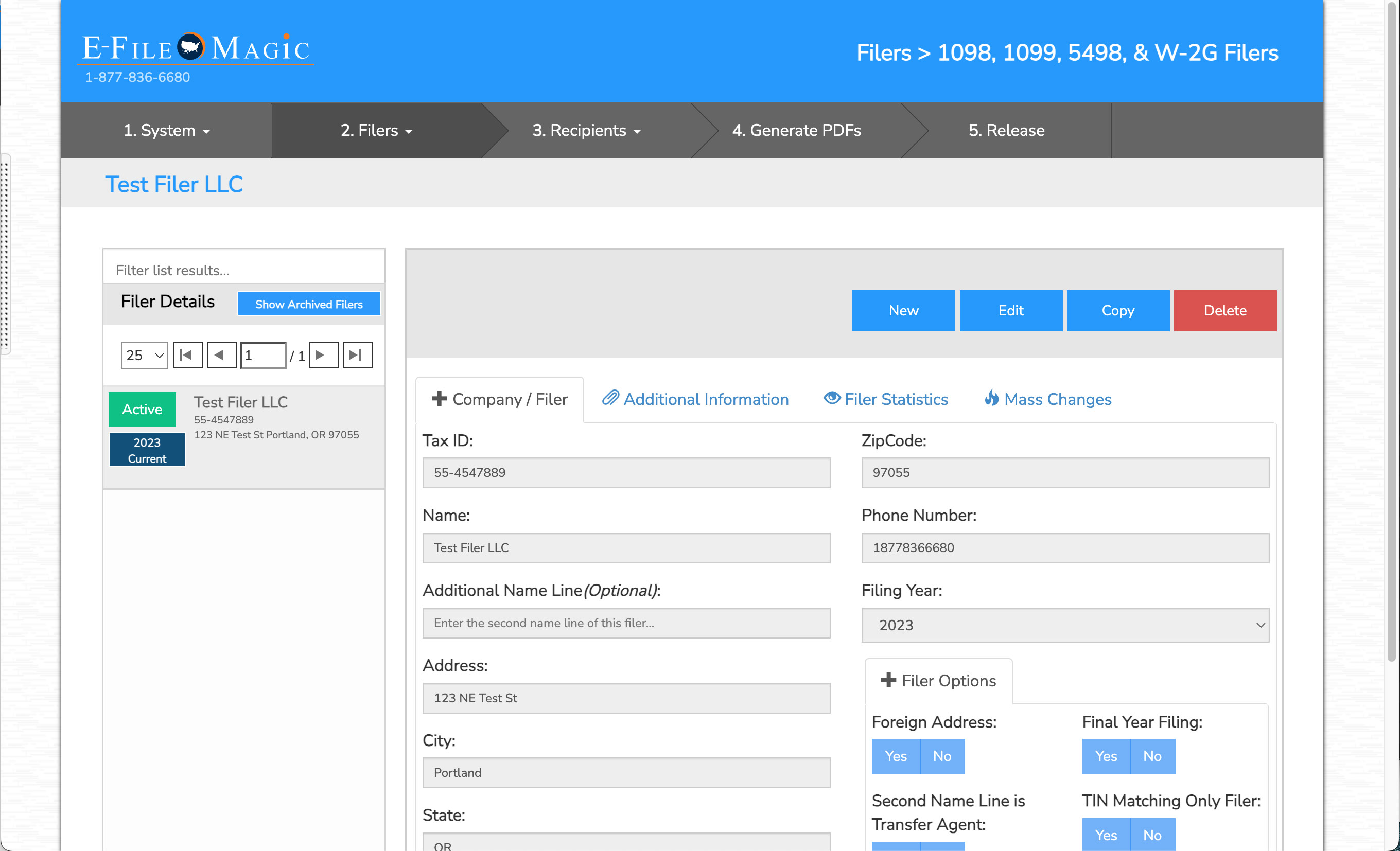 Tour | Features - E-File Magic